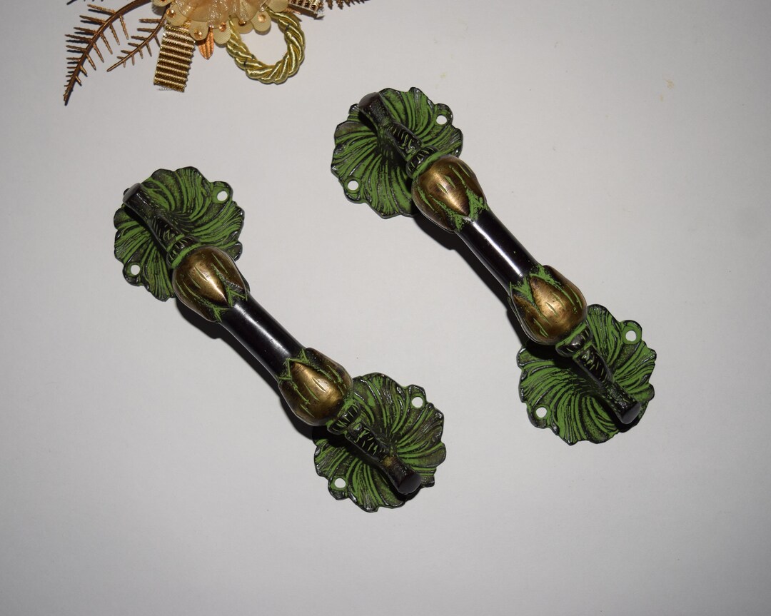 7'' Inches Daisy Flower Door Handle Floral Door Pull | Brass Sunflower ...