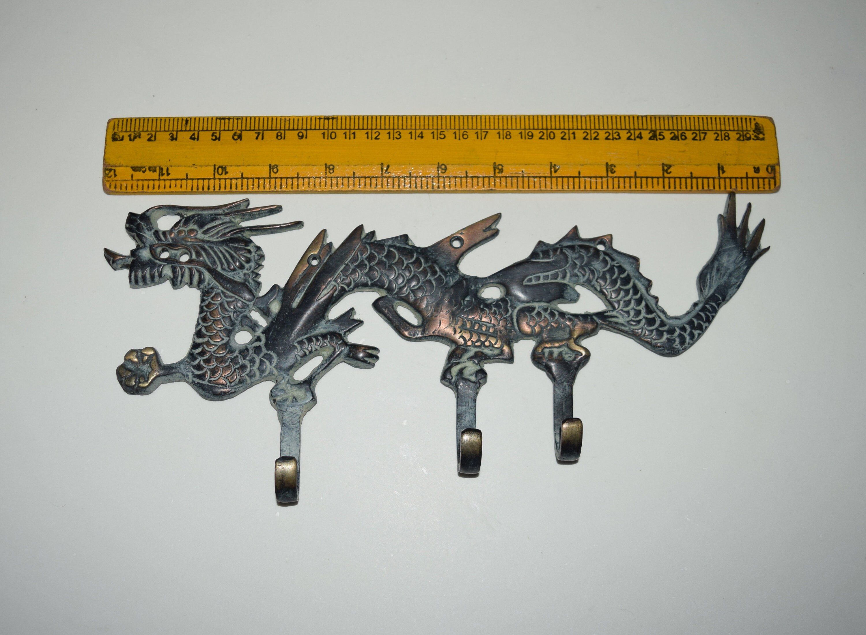 Handmade Sun Long Dragon Wall Hook | Antique Style Chinese Folk Brass ...