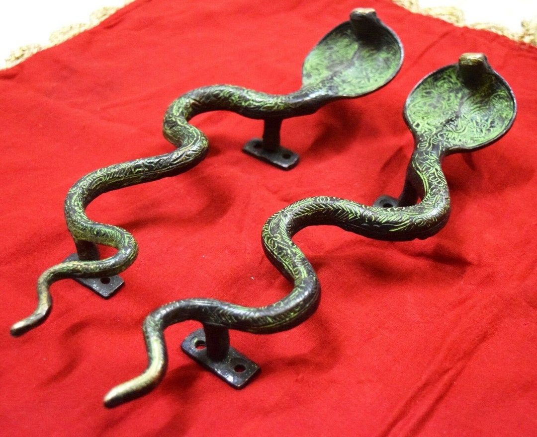 Snake Door Handle Brass Cobra Python Shape Gate Pull 11.5 Inches - Etsy