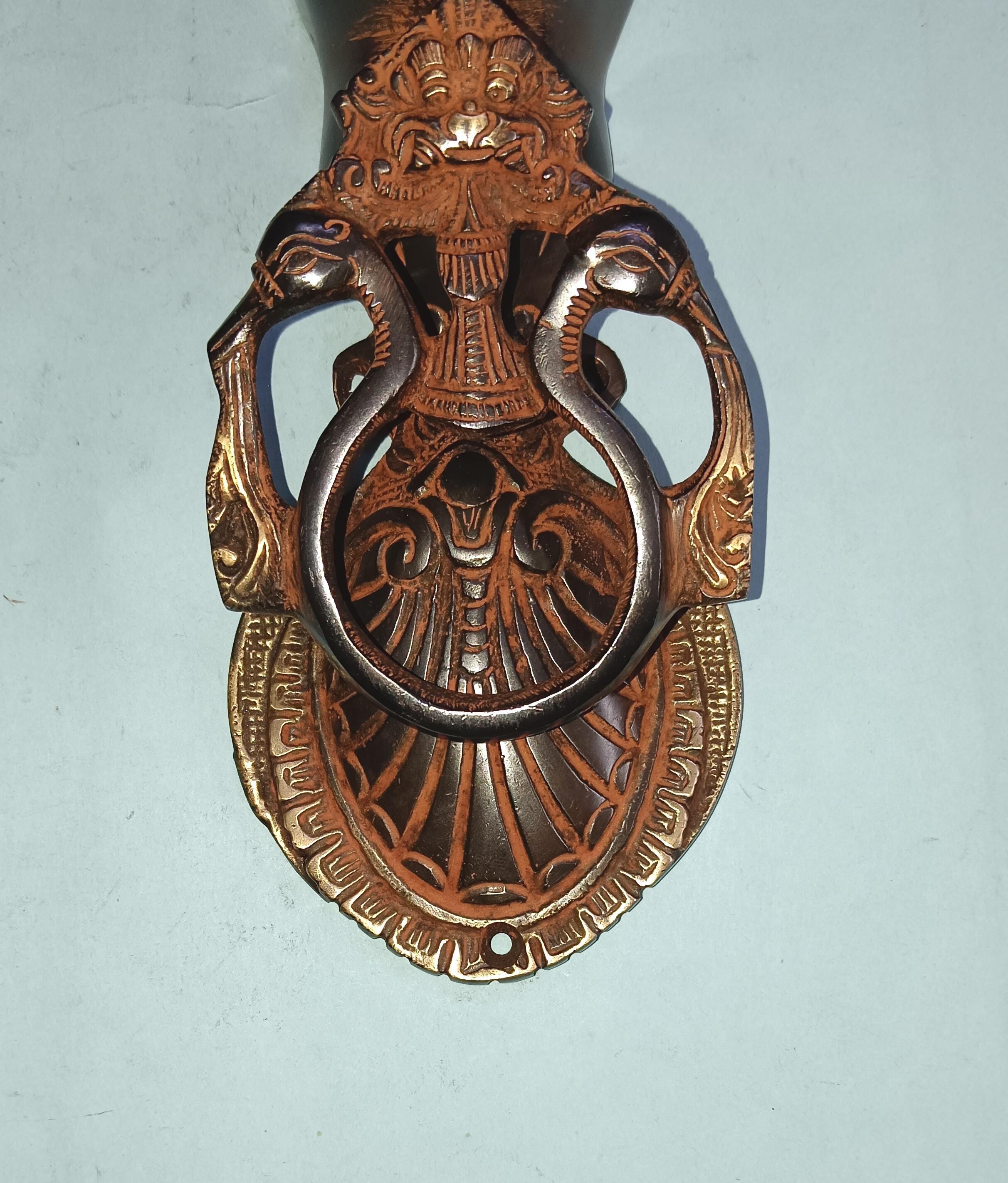 Kitty Cat Door Knocker | Brass Yali With Peacock Engraved Door Bell ...