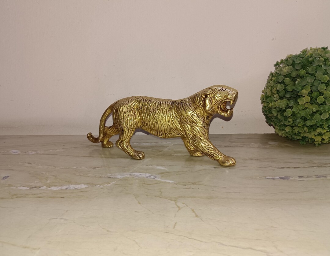 Bengal Tiger Statue | Brass Malayan Tiger Figurine Statue | Corner ...