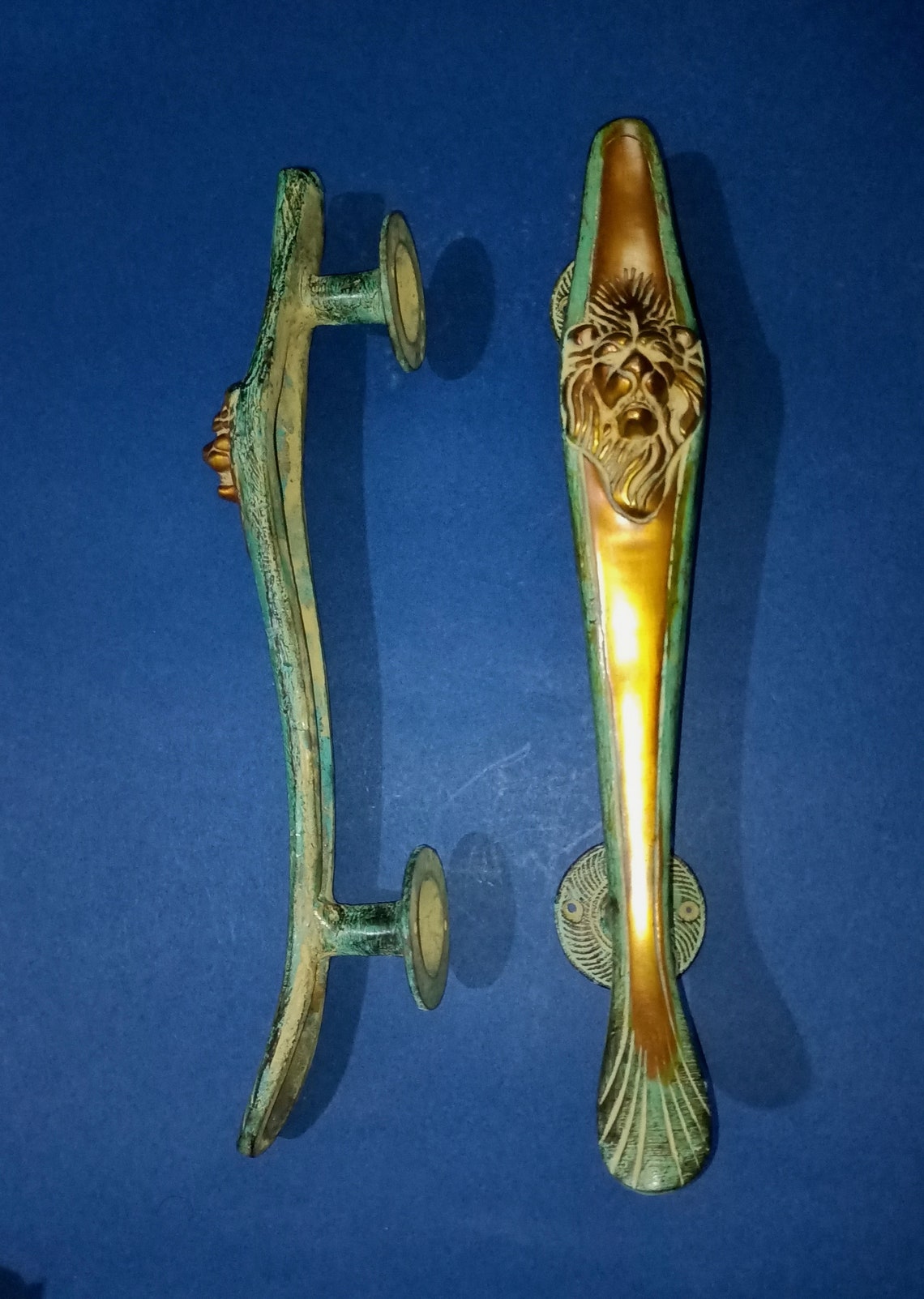 Lion Face With Fish Tail Design Handle | Brass 13'' Inches Lion Beast ...