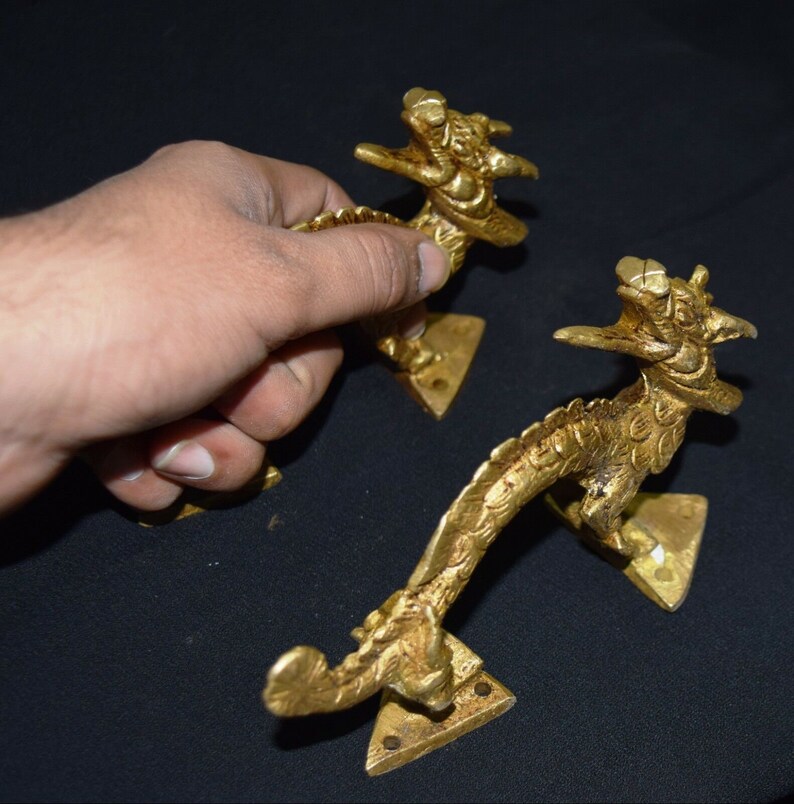 Dragon Handle Brass Mythical Creature Art Window Wardrobe - Etsy