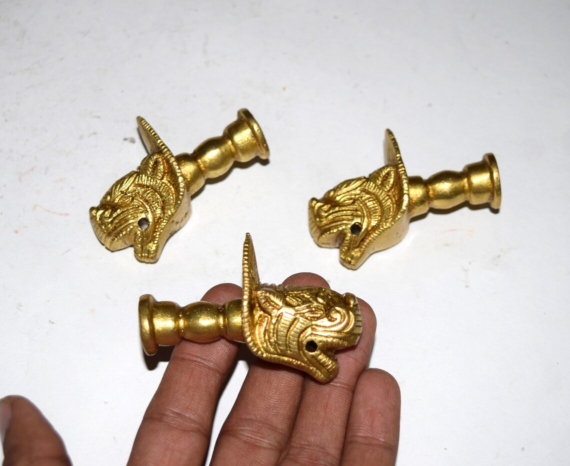 Dragon Head Knobs Set of 06 Pieces Brass Metal Yali Design - Etsy
