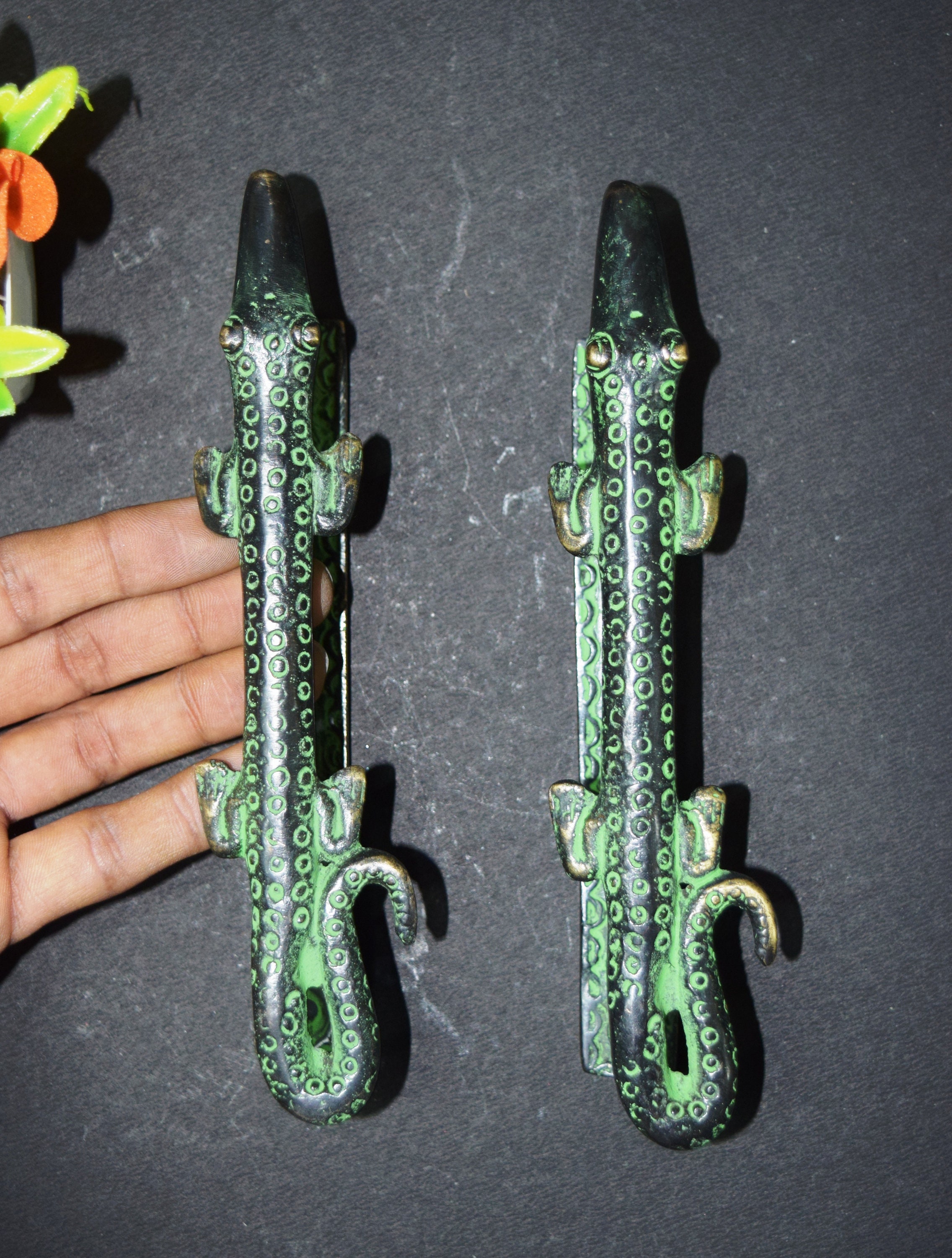 7 Inches Alligator Door Handle Brass Lizard Door Pull - Etsy