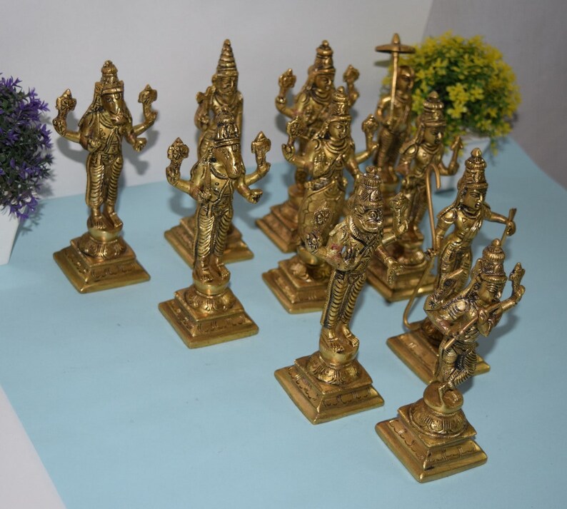 God Vishnu Dashavatar Statue | Set of 10 Brass Sculpture | Religious ...