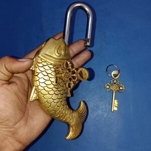 Brass Fish Lock Puzzle Lock Safety Security Tricky With Hidden Key Hole ...