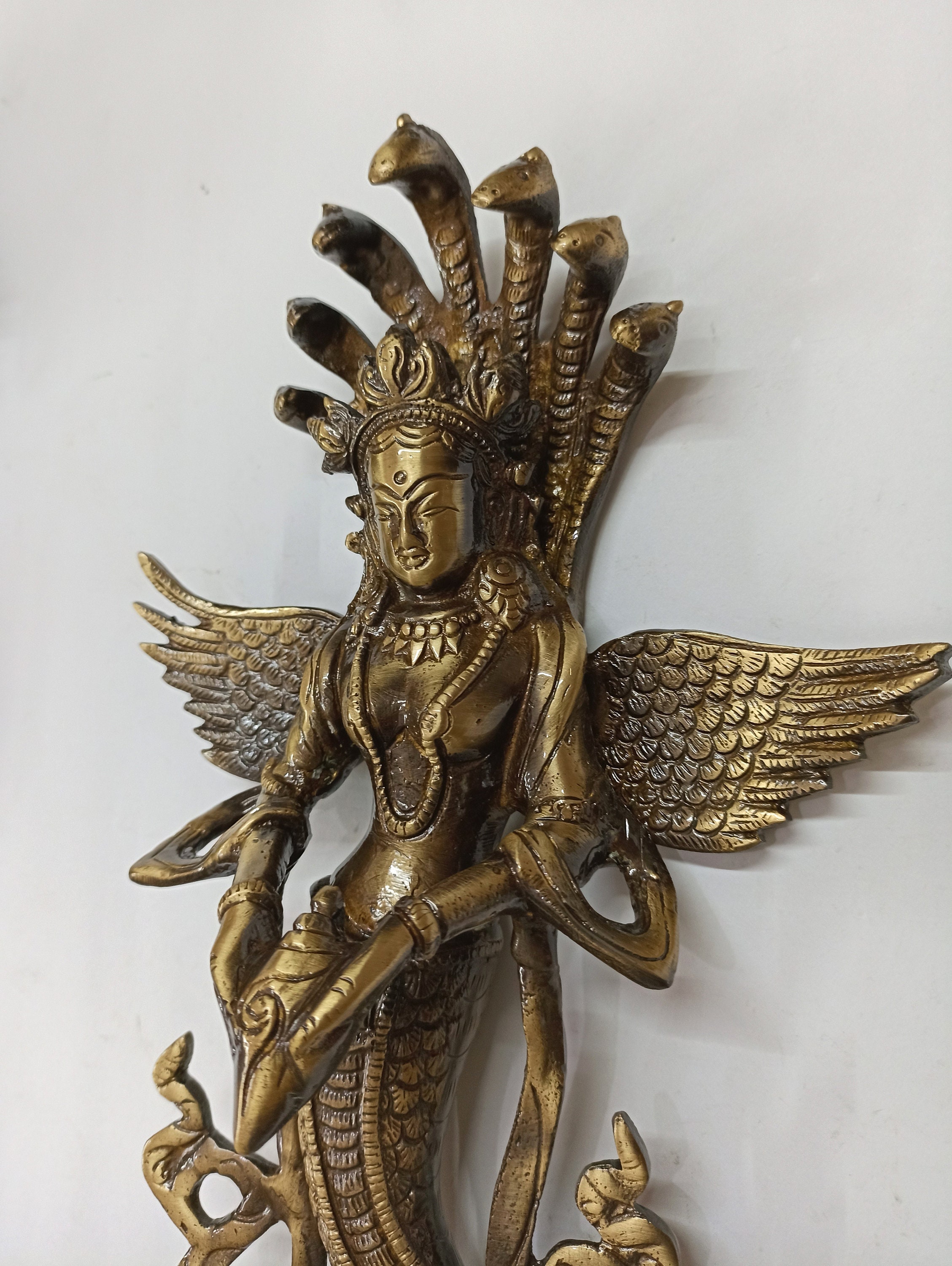 13.5'' Inches Snake Lady Holding Conch Wall Hanging | Lacquered Brass ...