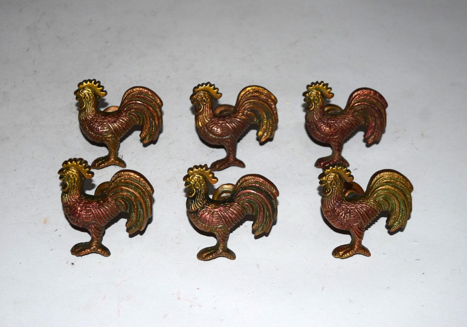 Rooster Chicken Figurine Knobs Set of 06 Pieces Brass - Etsy