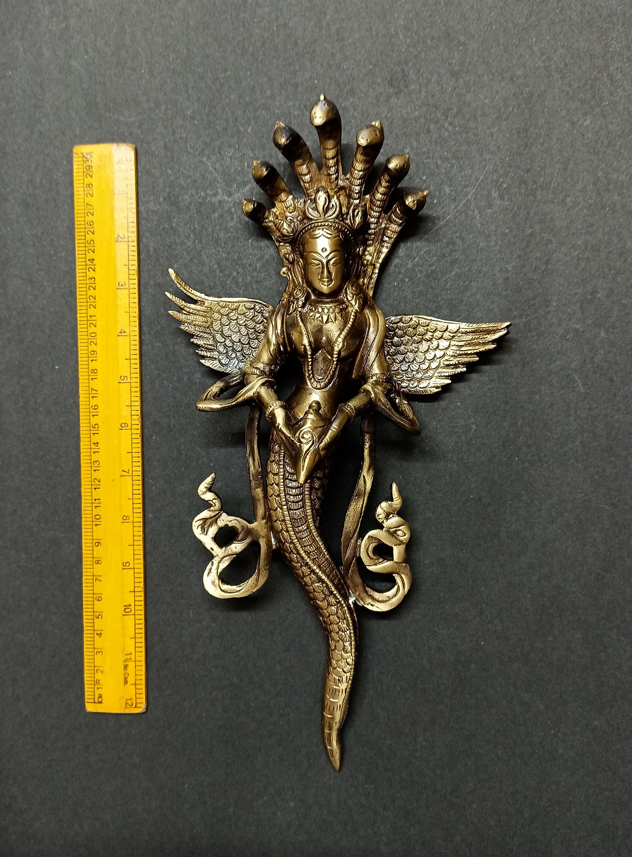 13.5'' Inches Snake Lady Holding Conch Wall Hanging | Lacquered Brass ...