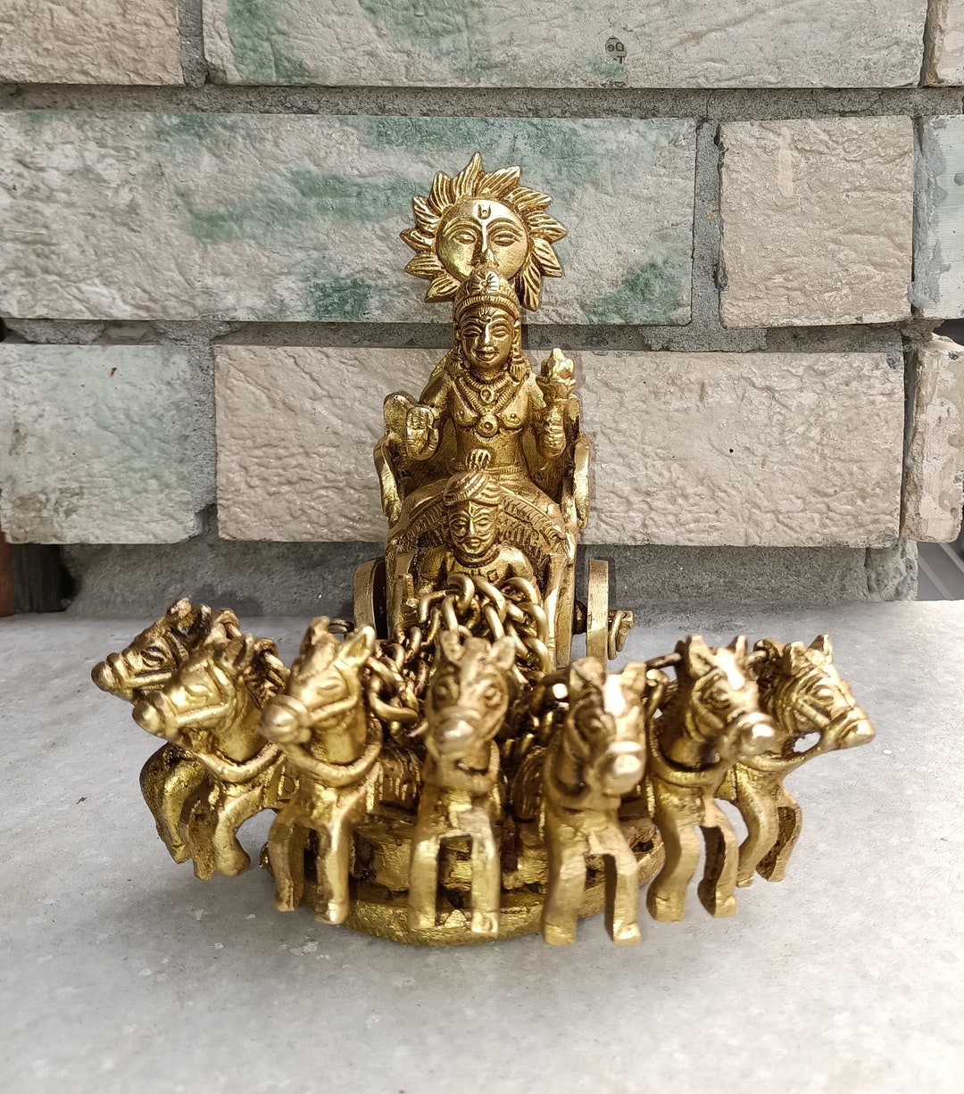 Lord Surya on His Seven Horses Chariot Brass Showpiece | God Surya Dev ...