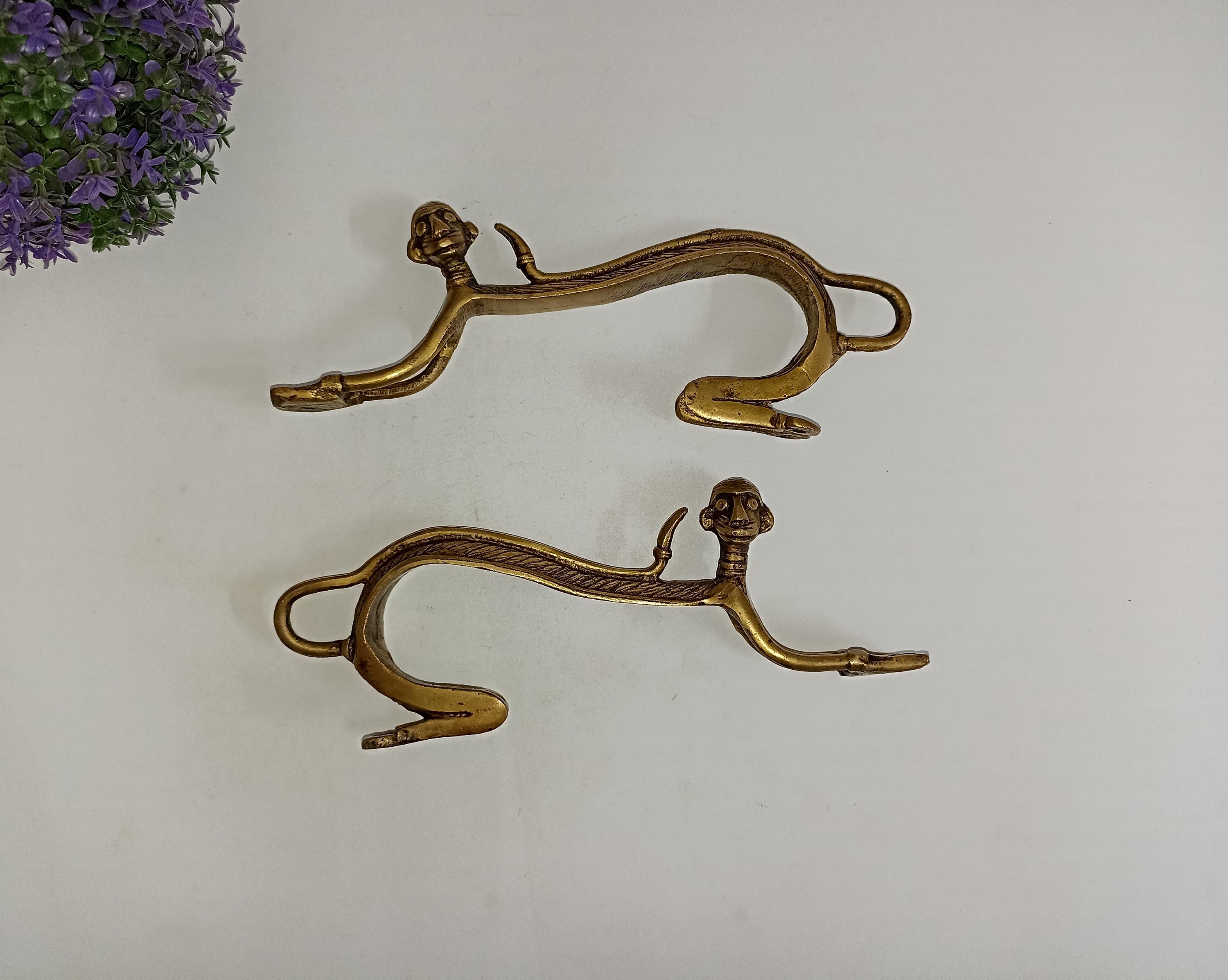 Tribal Monkey Door Handle Set | Brass Gorilla Chimpanzee Design Cabinet ...