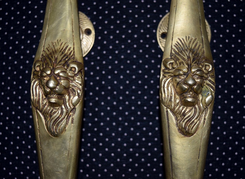 13 Inches Lion Face Door Handle Pair Brass Big Door | Etsy