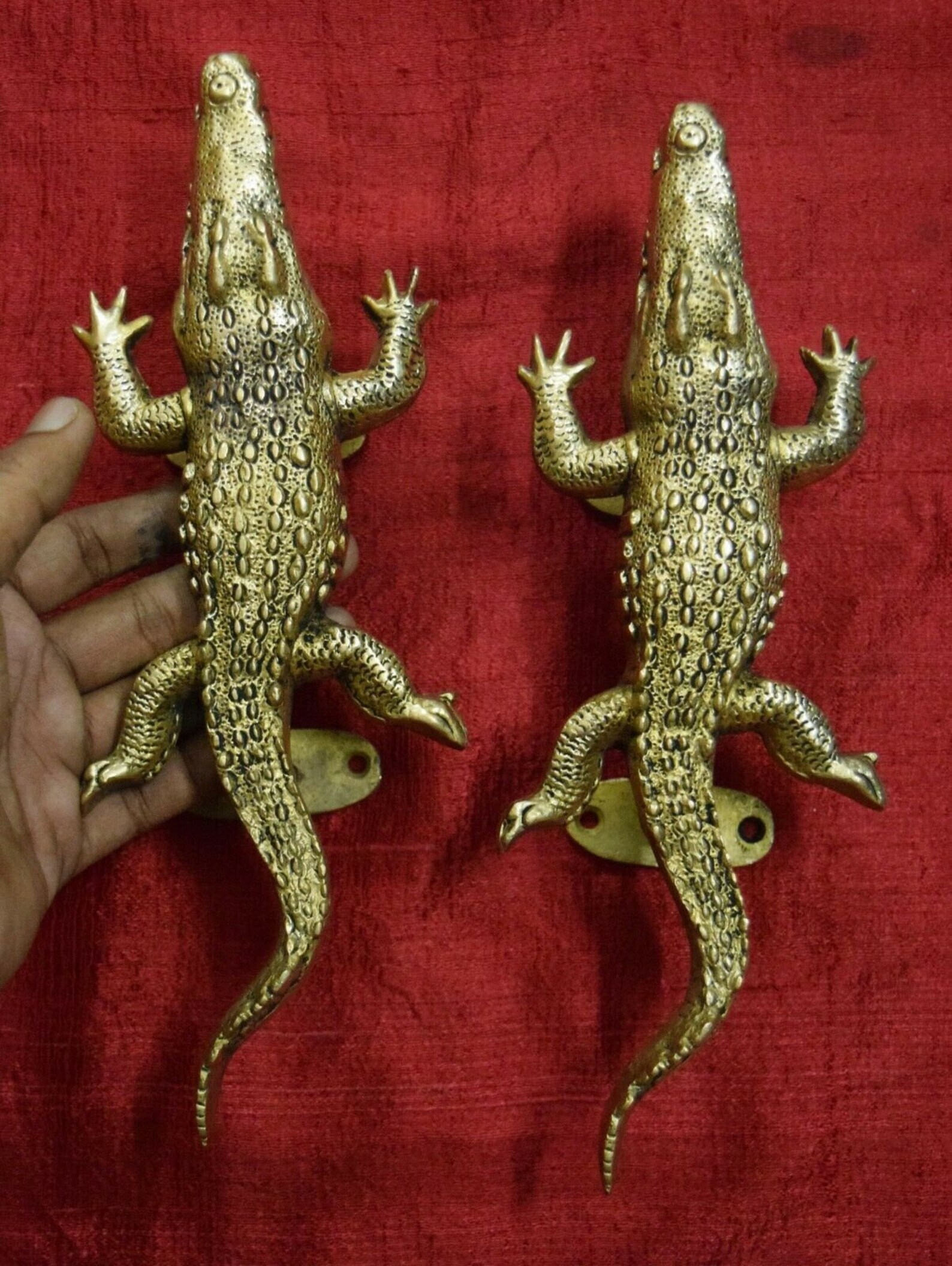 Wild Lizard Door Handle Brass Crocodile Door Pull Door | Etsy