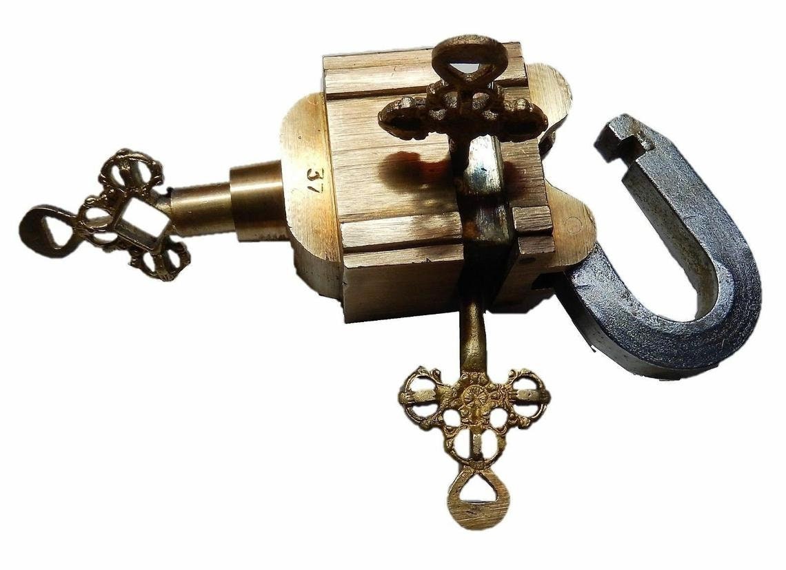 Brass Puzzle Lock Working Tricky Padlock With 06 Keys Security - Etsy