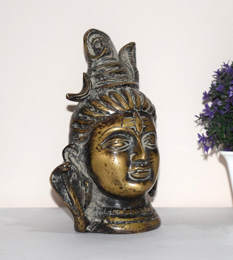 Vintage Lord Shiva Head Sculpture Brass Gangadhara Face - Etsy
