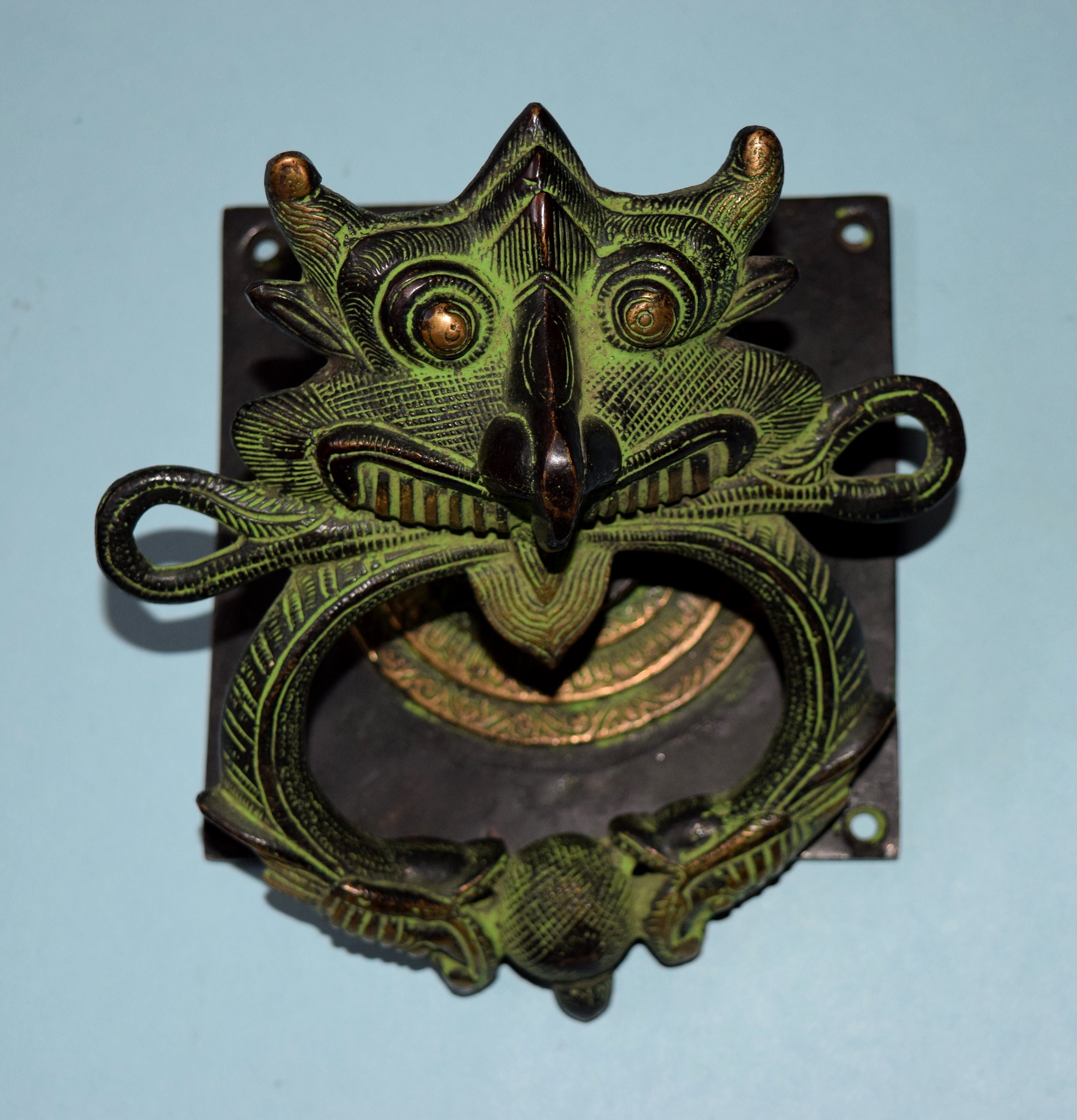 Mythology Yali Face Knocker Brass Tibet Door Bell Door | Etsy