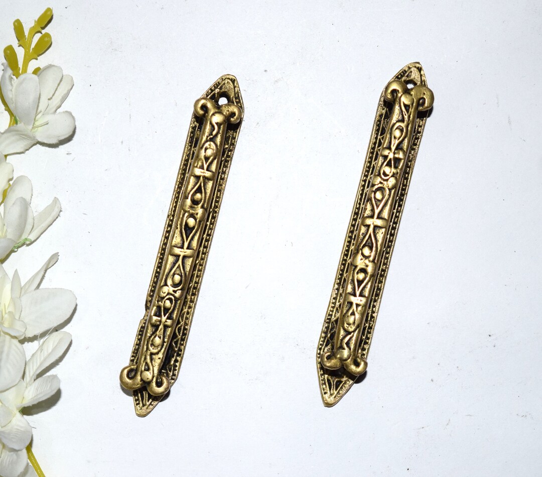 Handicraft Engraving Floral Handle Set | Brass Flower Leaf Shape Door ...