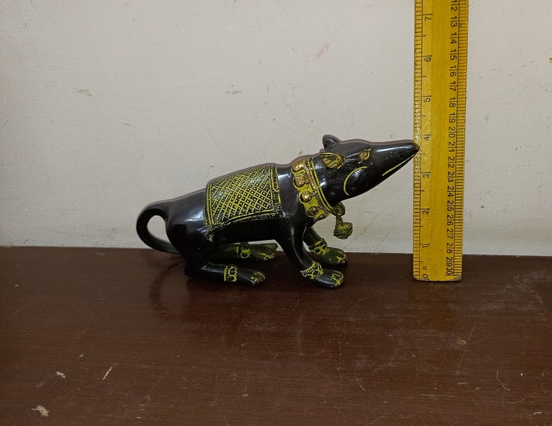 Rat Design Statue Corner Table Decor | Brass Ganesha Vaahan Mouse ...