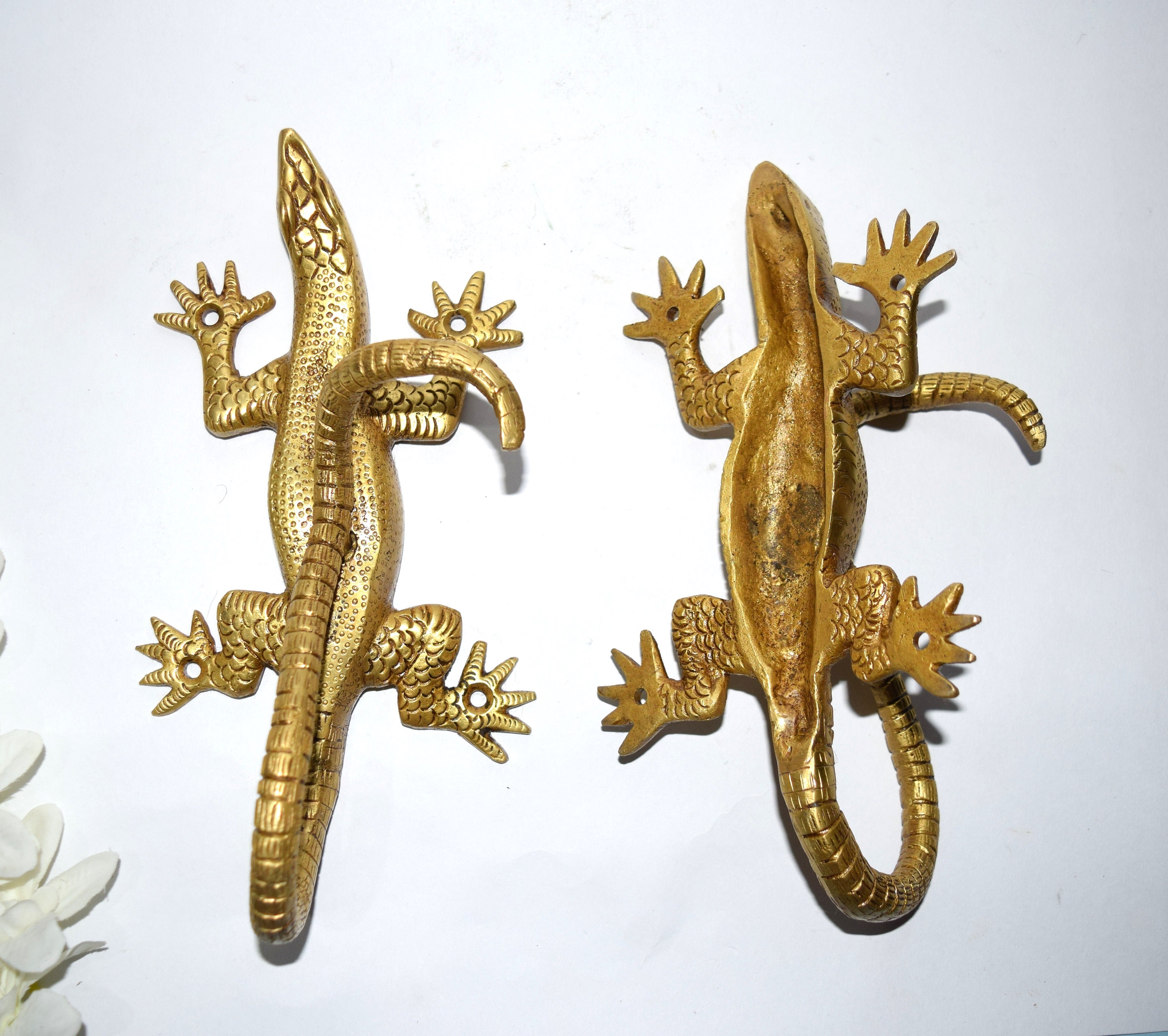 9 Lizard Door Handle Pair Brass Cambodian Dragon Door | Etsy