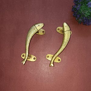 Fish Handle Pair in Golden Color | Cabinet Pull Handle | Kitchen ...