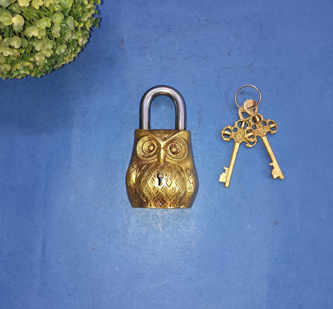 Ow Shape Door Lock With 02 Keys | Brass Knight Bird Design Door Safety ...