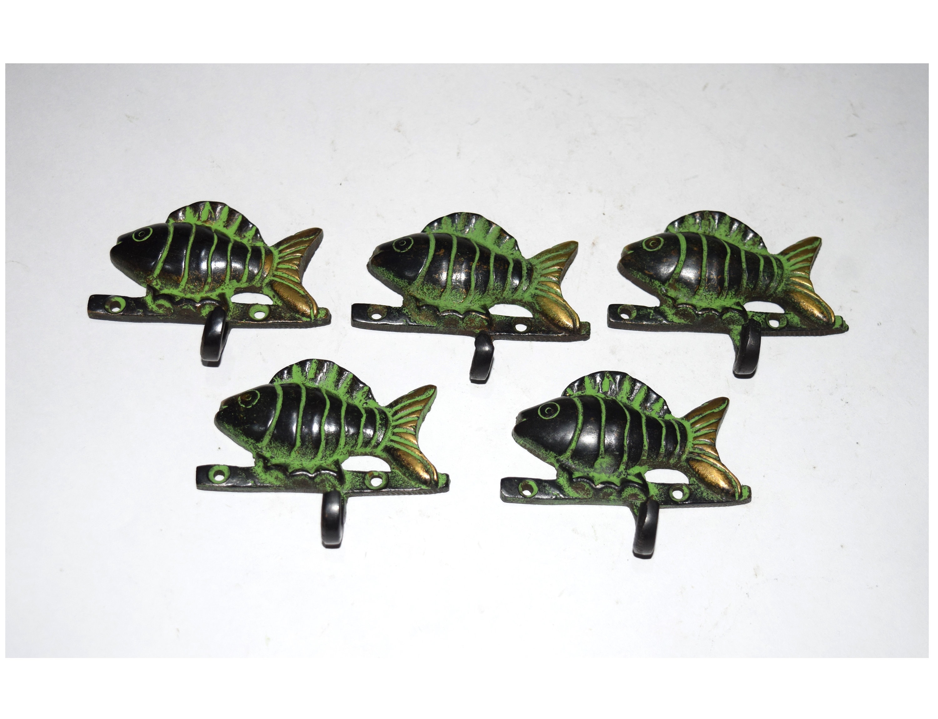 Fish Hook Brass Living Wall Decoration Hooks Set of 05 | Etsy