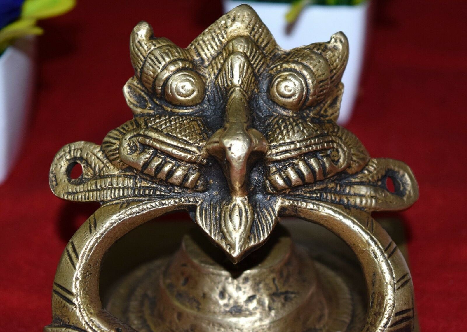 Brass Yali Face Knocker Tibetan Theme Door Bell Buddhism | Etsy