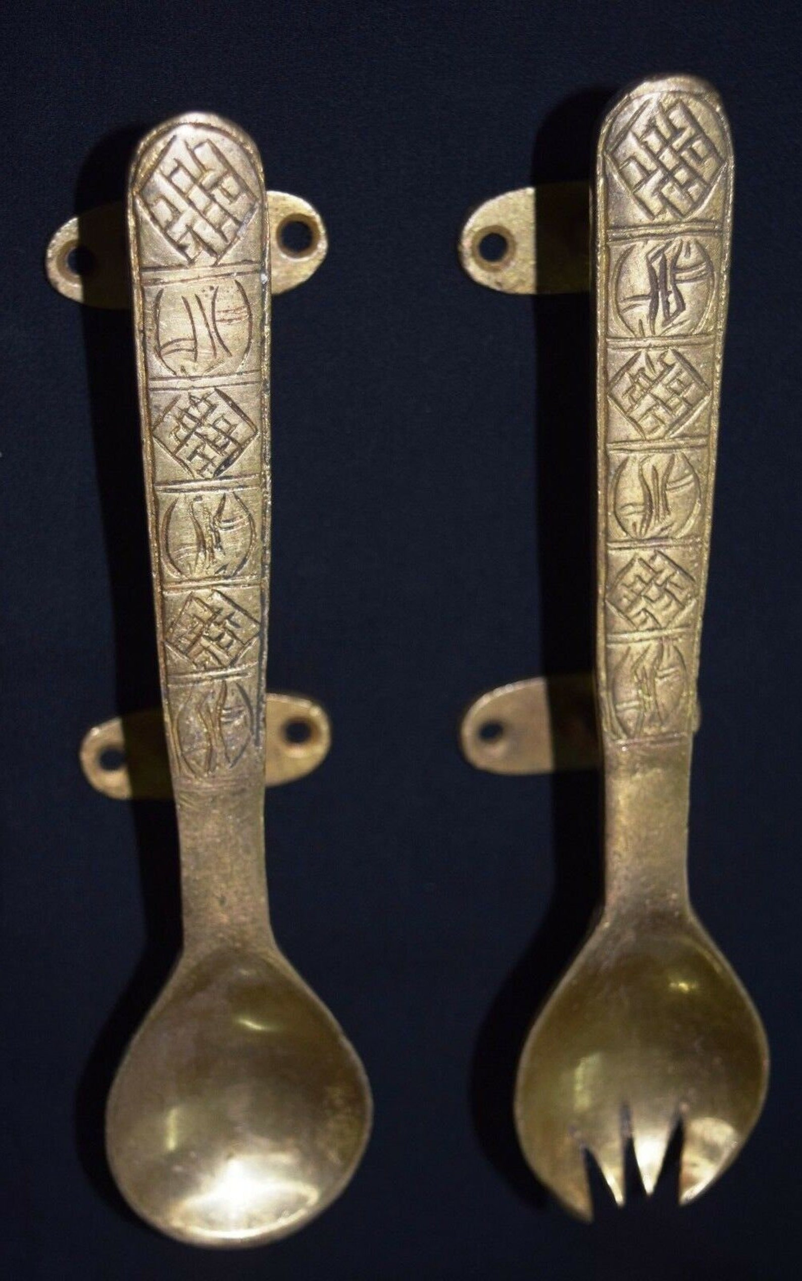 8.5 Inches Spoon and Fork Door Handle Brass Utensil Door - Etsy