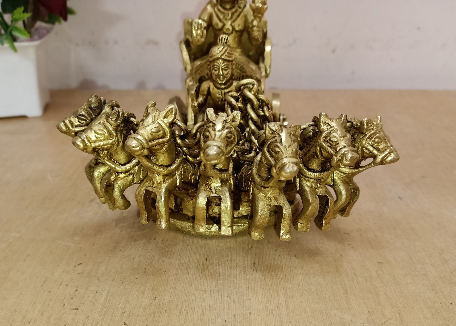 Lord Surya on His Seven Horses Chariot Brass Showpiece God Surya Dev ...