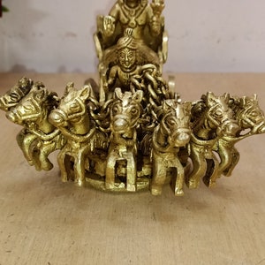Lord Surya on His Seven Horses Chariot Brass Showpiece | God Surya Dev ...