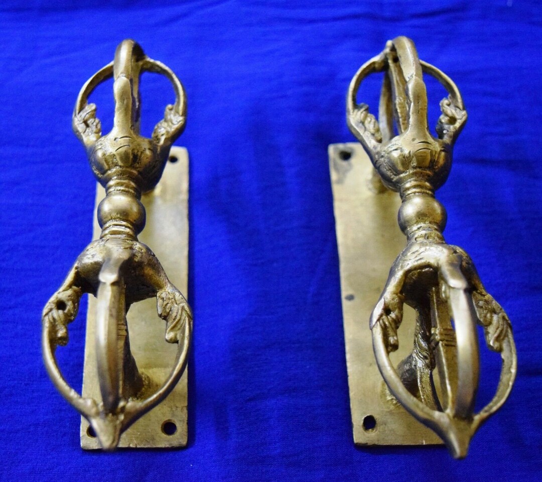 Brass Dorji Door Handle Vajra Shape Door Pull Symbol of Tibetan ...