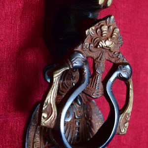 Kitty Cat Door Knocker Brass Yali With Peacock Engraved Door Bell ...