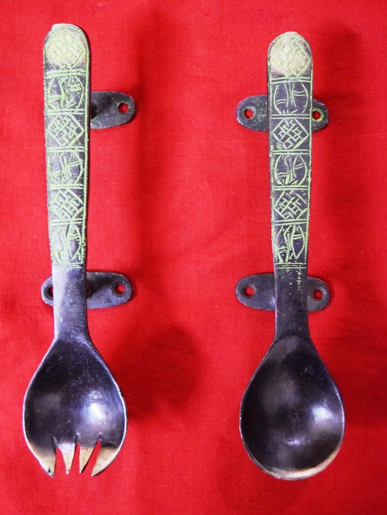 8.5 Inches Spoon and Fork Door Handle Brass Utensil Door - Etsy
