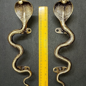 Cobra Snake Design Door Pull Set | Lacquered Brass Viper Serpent Shape ...