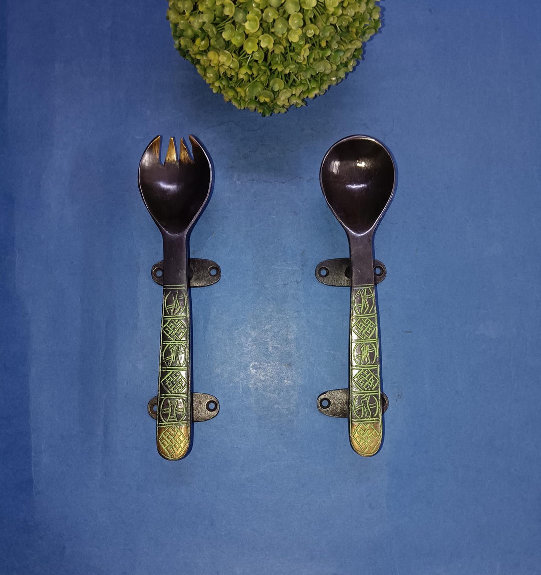8.5 Inches Spoon and Fork Door Handle | Brass Utensil Door Pull OGL - Etsy