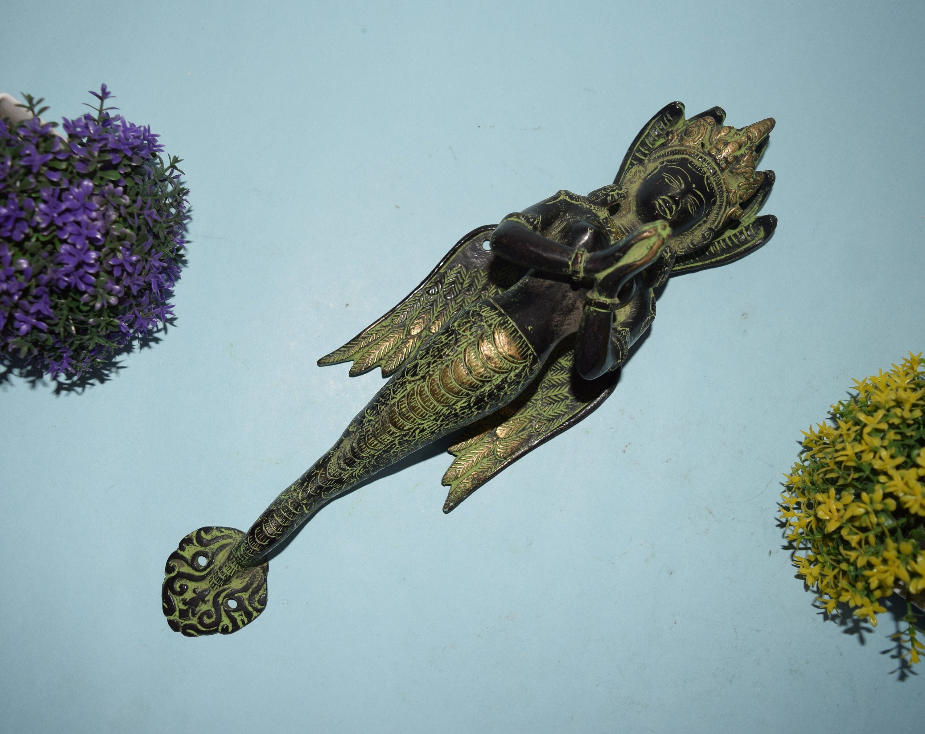 Queen of Mermaid Wall Decoration Brass Mermaid with Wings | Etsy