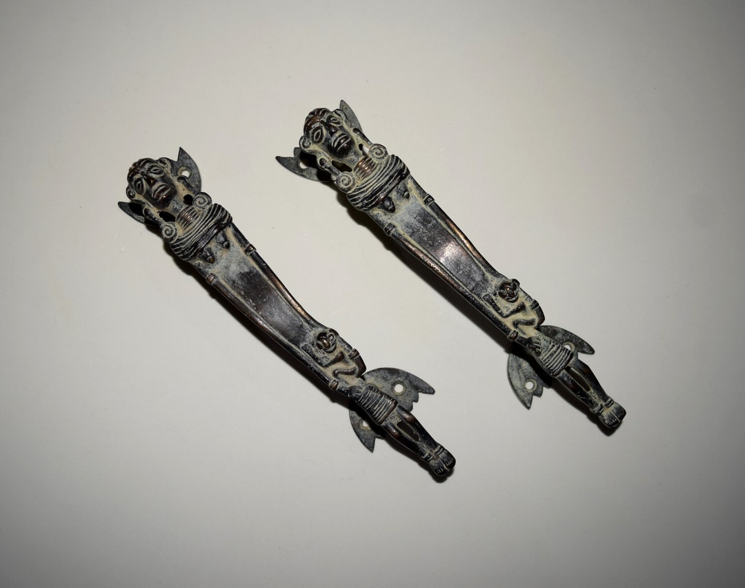 Ancient Brass Rustic Women Door Handles | Mom With Baby Figure Bastar ...