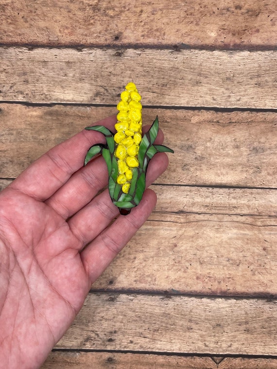 Corn on the Cob Stained Glass Mosaic Magnet or Ornament - Etsy