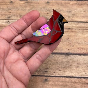 Cardinal Stained Glass Mosaic ( Magnet or Ornament ) - Etsy