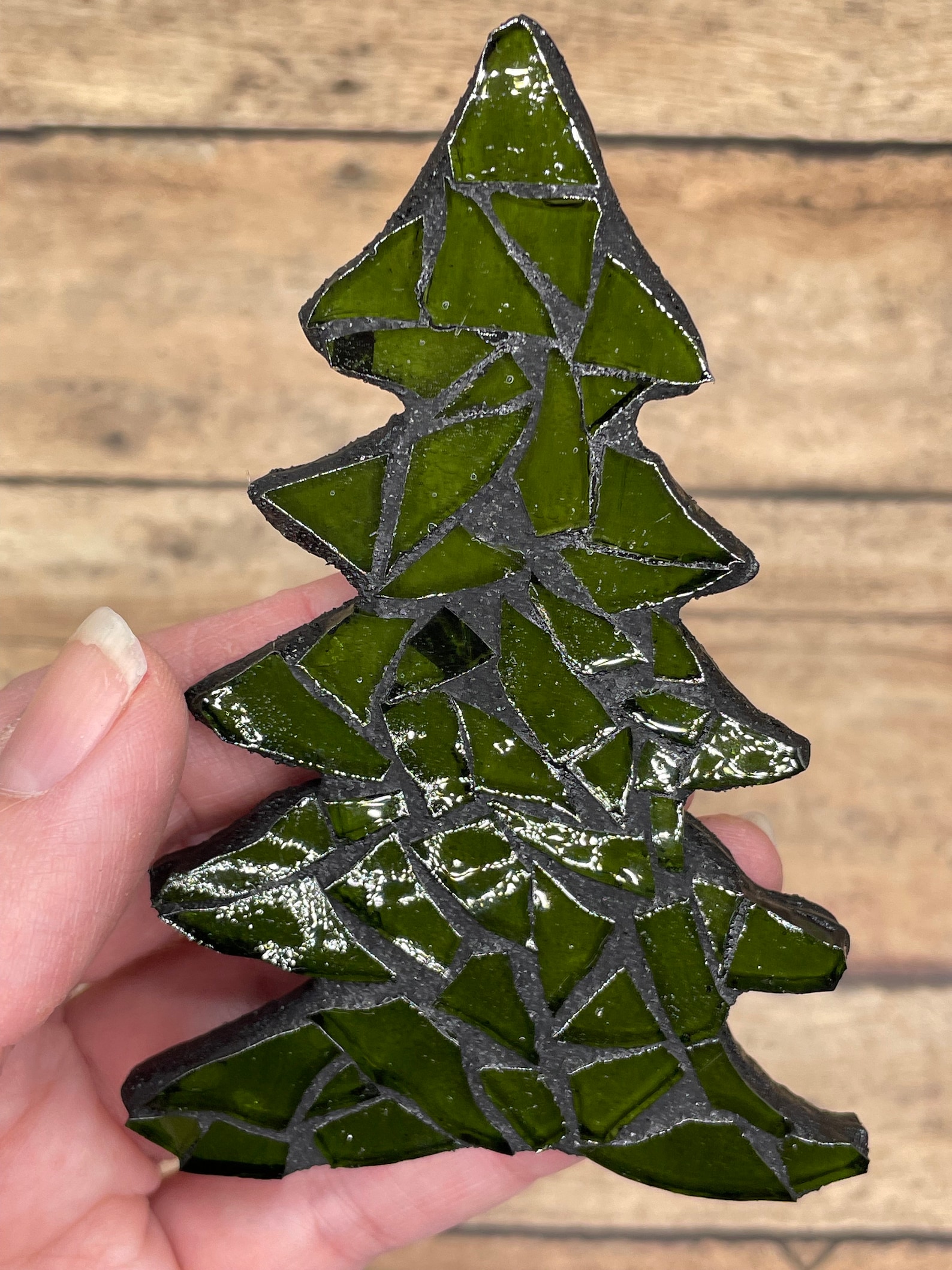 Evergreen Tree Stained Glass Mosaic Magnet or Ornament | Etsy