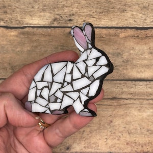 Bunny Rabbit Stained Glass Mosaic ( Magnet or Ornament ) - Etsy