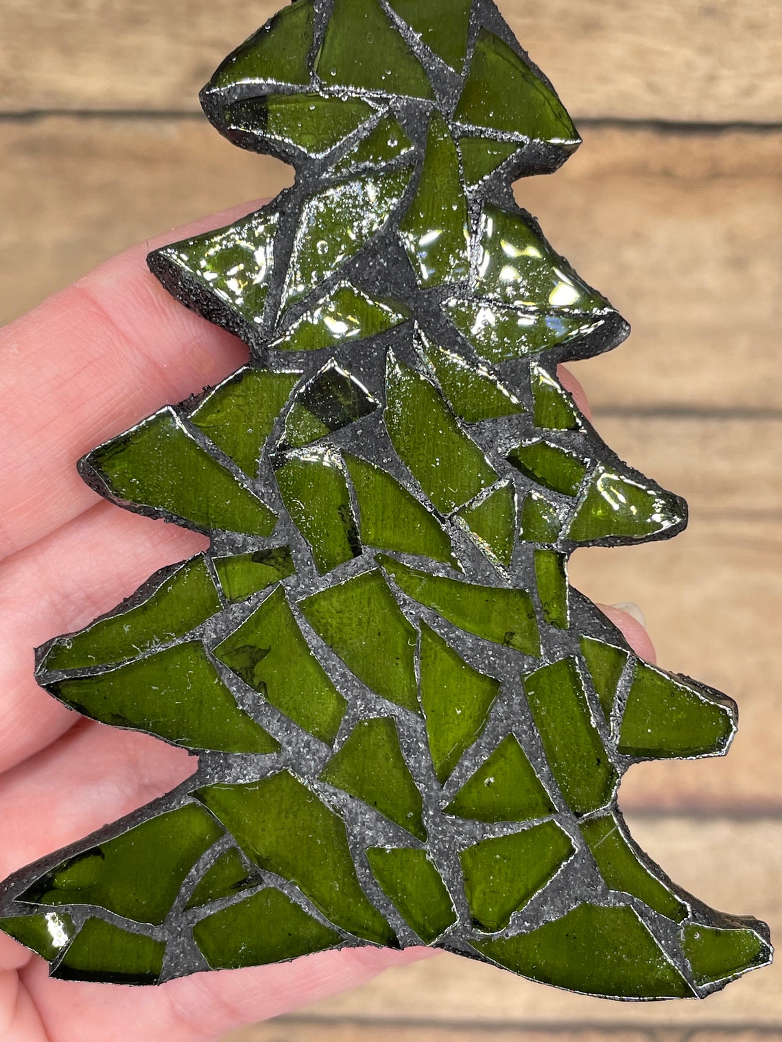 Evergreen Tree Stained Glass Mosaic Magnet or Ornament | Etsy