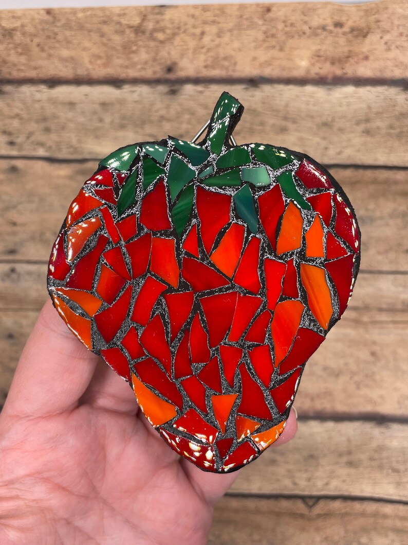 Strawberry Stained Glass Mosaic Magnet or Ornament - Etsy