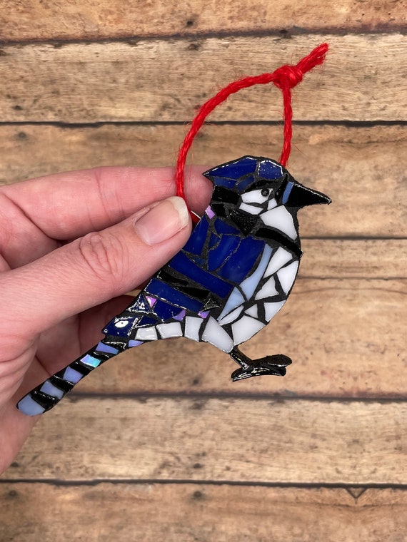 Blue Jay Glass Mosaic Glass Art Art & Collectibles Mosaics etna.com.pe
