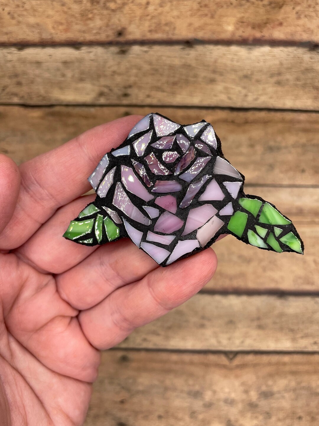 Rose Stained Glass Mosaic ( Magnet or Ornament ) - Etsy