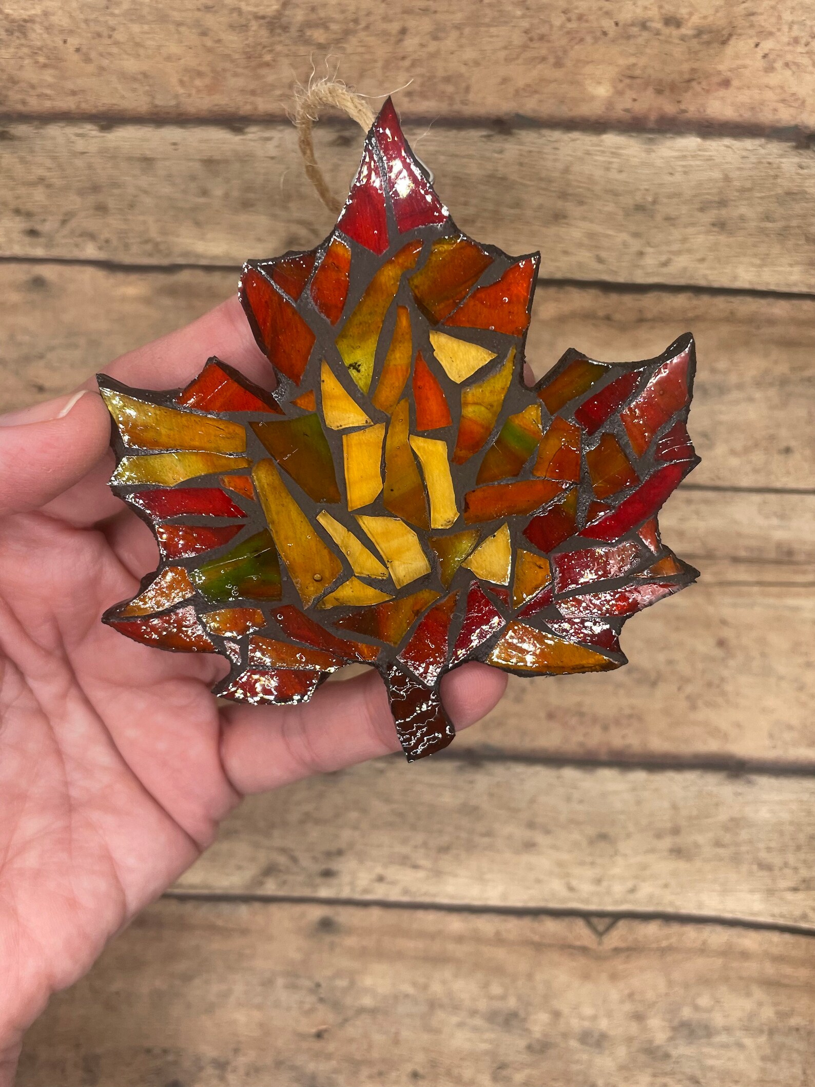 Maple Leaf Stained Glass Mosaic Magnet or Ornament - Etsy
