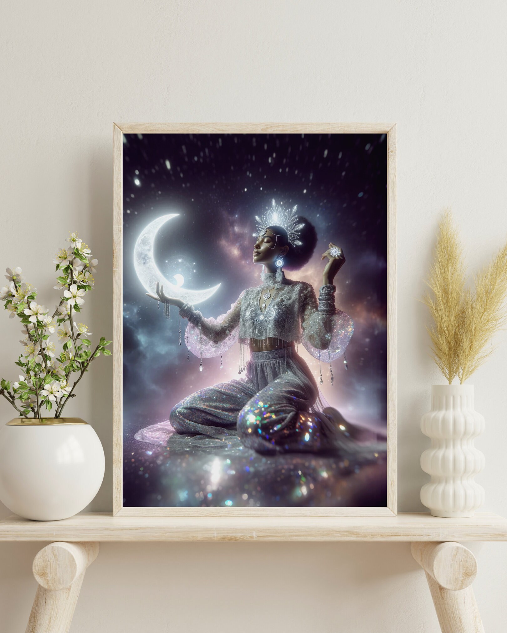 Impresión de arte de la diosa de la luna, cartel holográfico de la ...