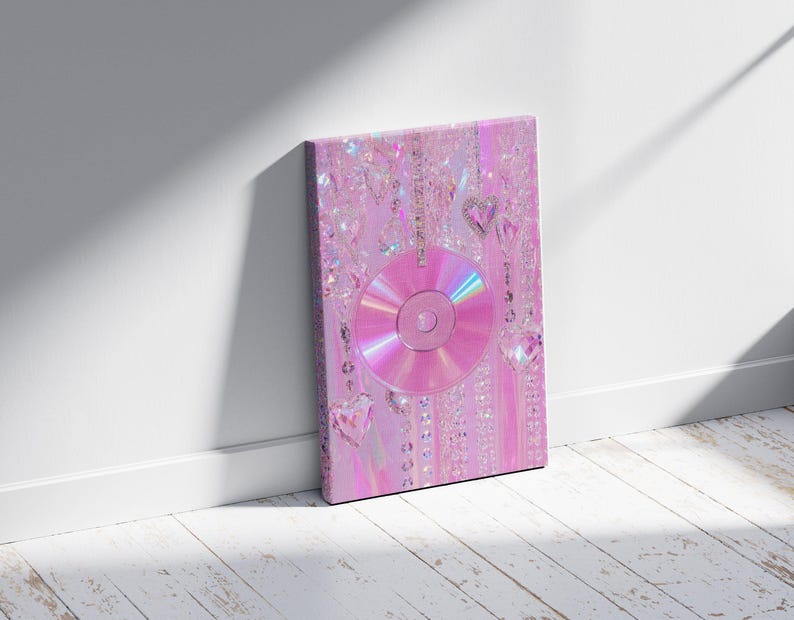 Y2K CD Crystal Wall Art, Pink Holographic Print, 90s Aesthetic Room ...