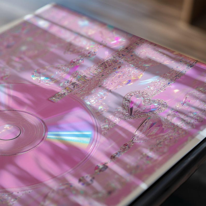 Y2K CD Crystal Wall Art, Pink Holographic Print, 90s Aesthetic Room ...